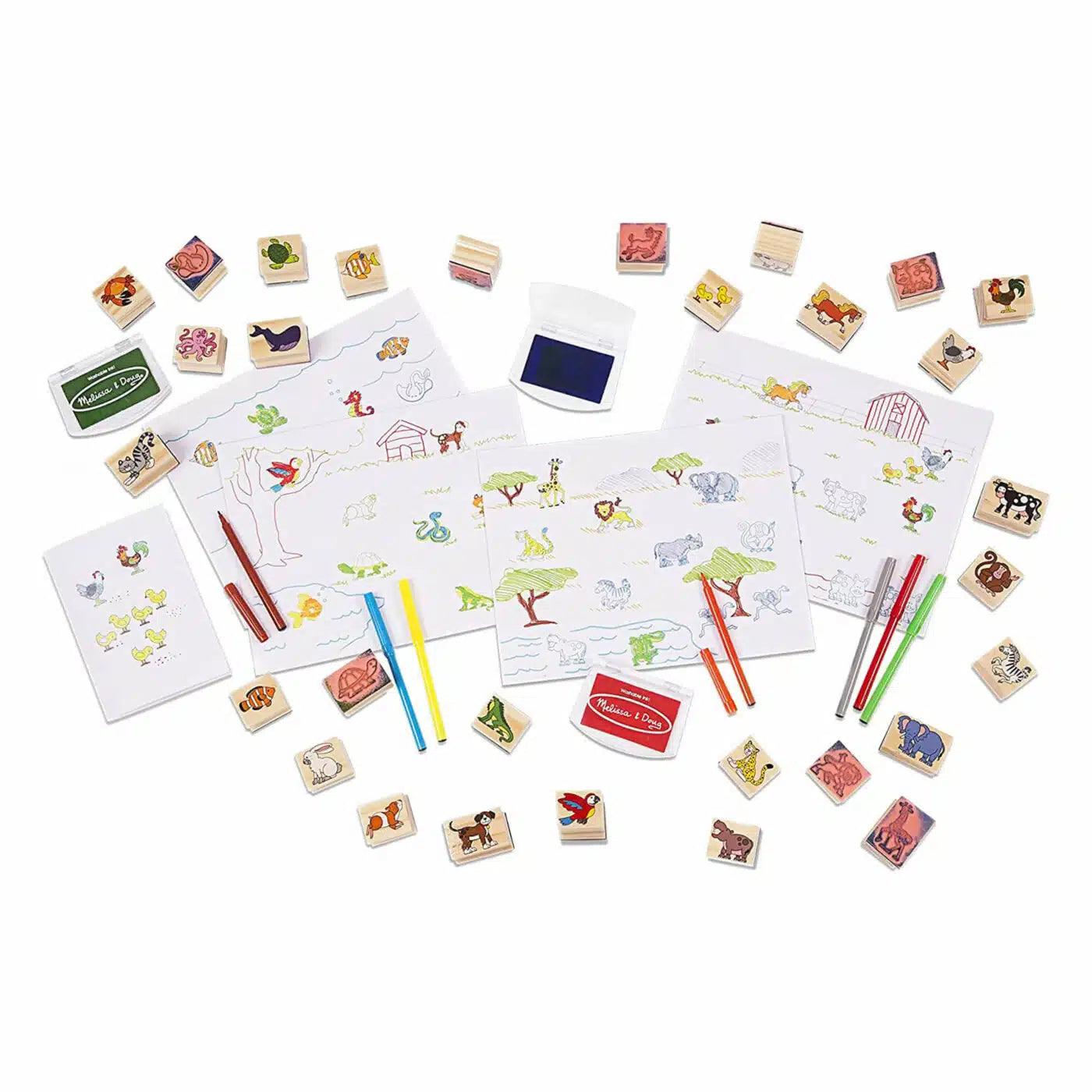 Melissa Doug Jumbo Deluxe Wooden Stamp Set Animals